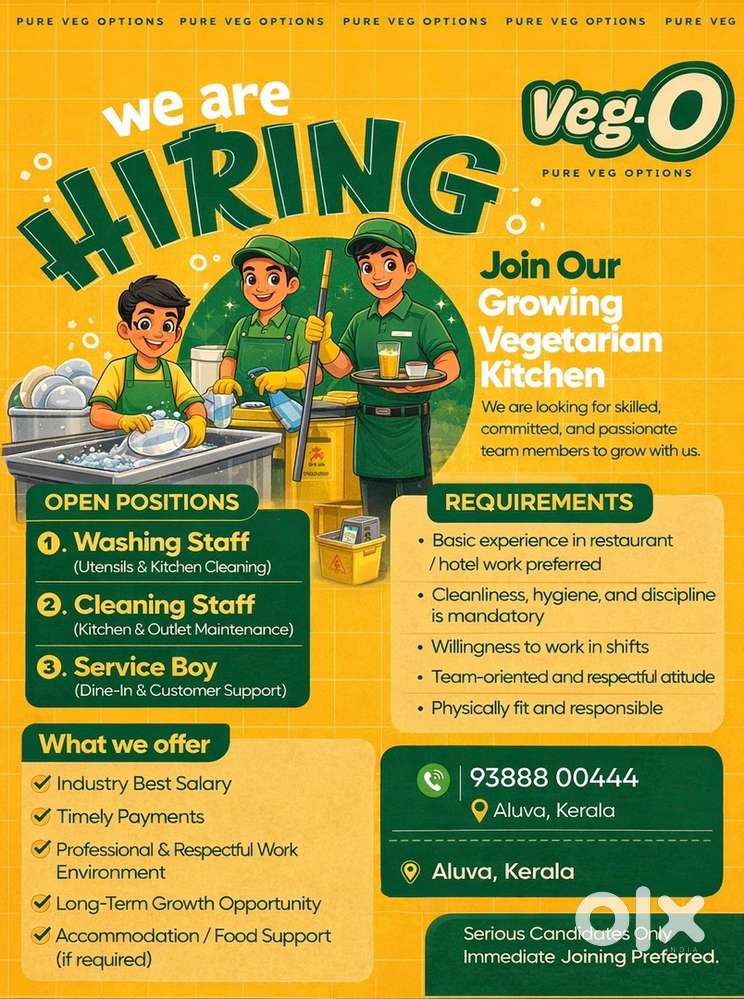 Washing Staff / Cleaning Staff / Service Boy Required – Aluva - Hotel ...