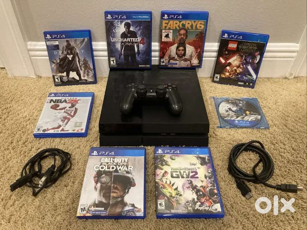 Sony PS4 PlayStation 4 Slim 500GB Black Console Bundle W/Cords, & Game ...