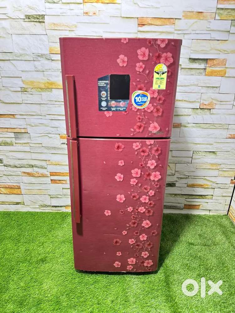 __VCV) Videocon 270 ltrs double door pink colour flower design fridge ...