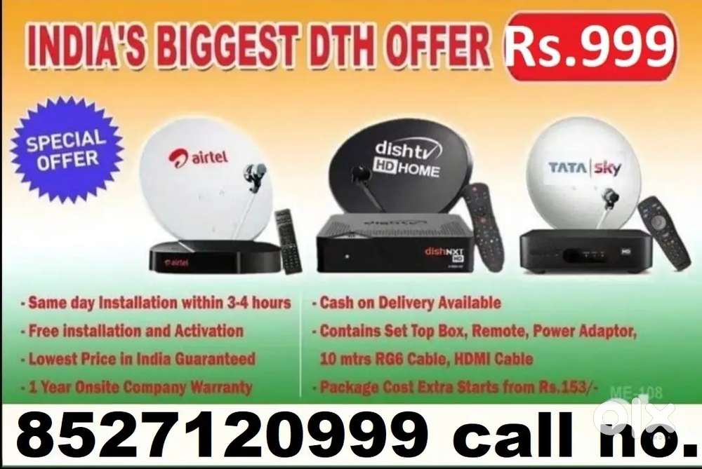 All DTH Available Best Rate Sky DishTV Airtel Videocon D2H Tatá Play ...