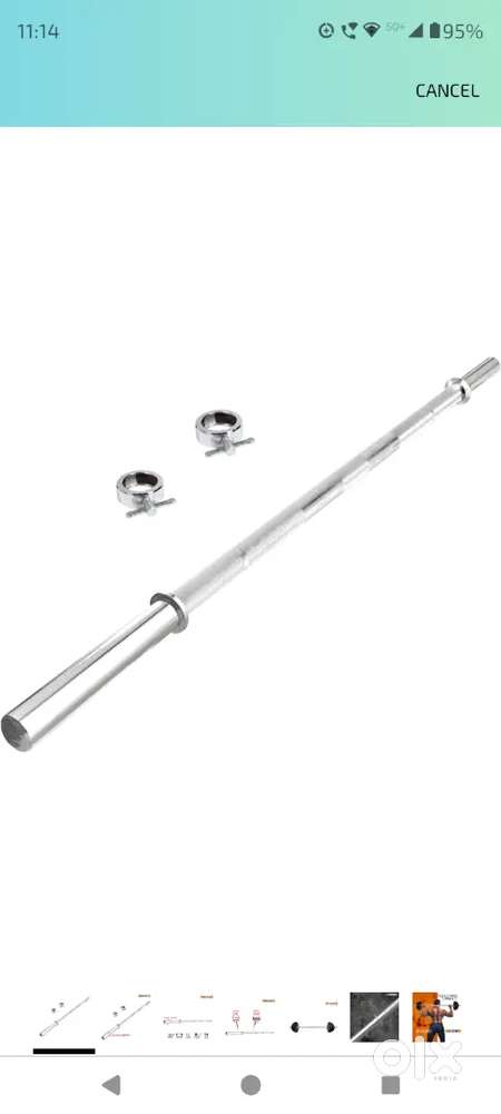 5 feet core plain rod with two locks and 4pcs 2.5 kg rubber plates ...