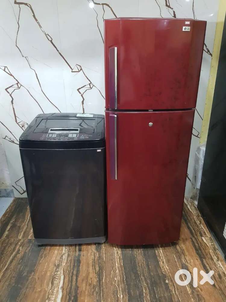 Lg flower model double door refrigerator and lg 7kg washing machine ...