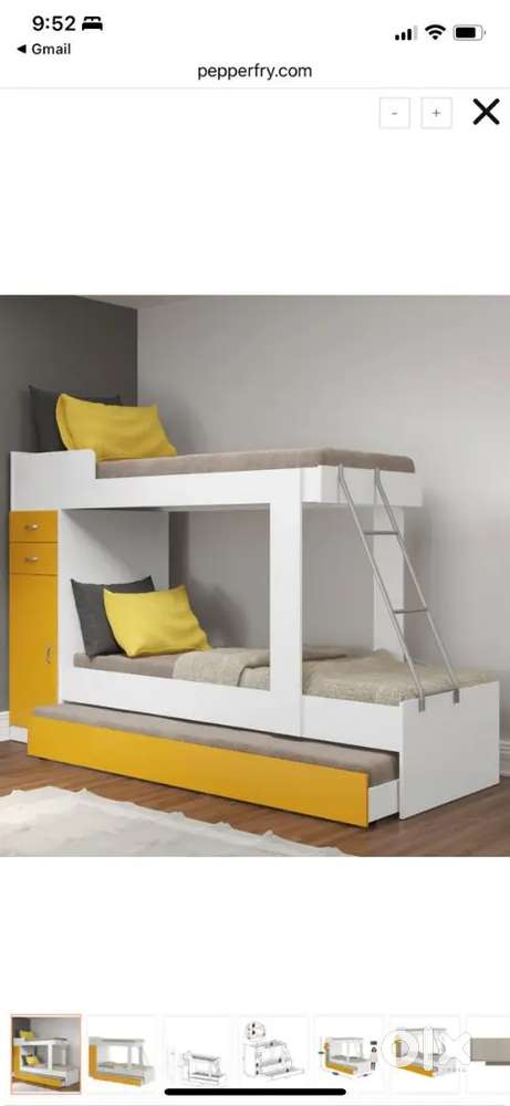Kids bunk bed yellow and white - Kids Furniture - 1801683211