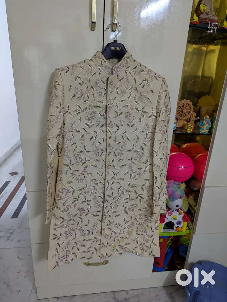 Ivory color wedding sherwani with inner kurta pajama safa mala. - Men ...