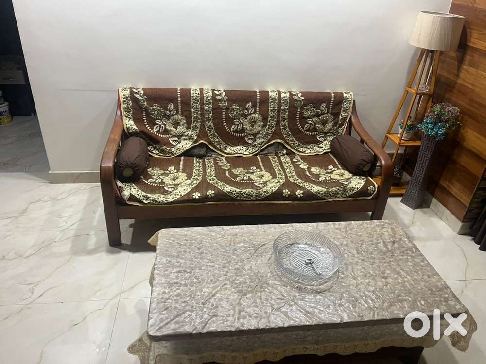 Sofa set 5 seater pure saffron wood with table and pillows - Sofa ...