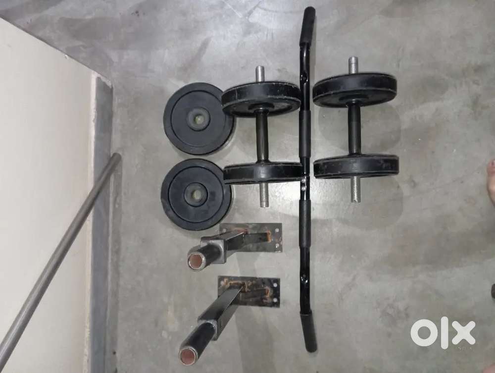 Gym Dumbbells, Rods and Pullup Bar - Gym & Fitness - 1792613088
