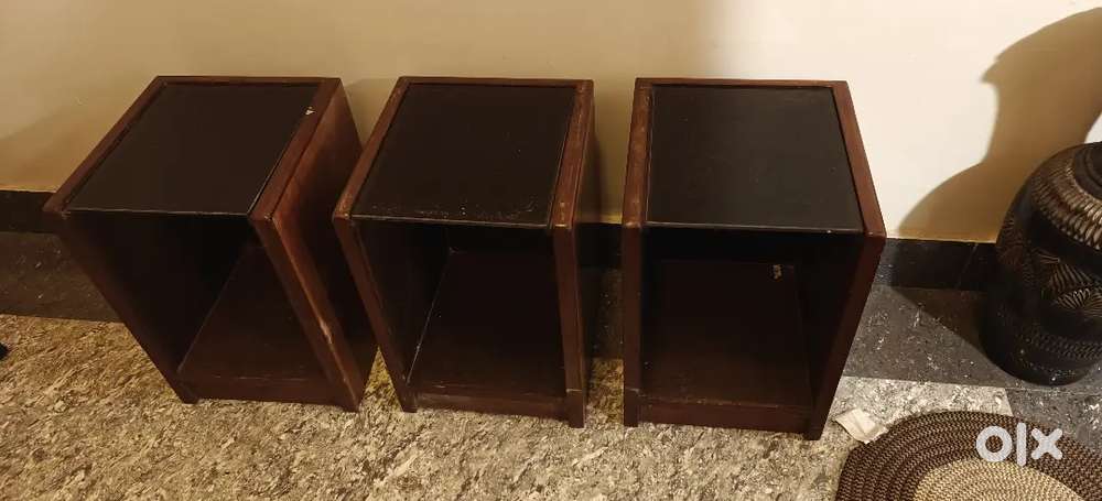 Solid wood small bedside stools with glass top - Home Decor & Garden ...