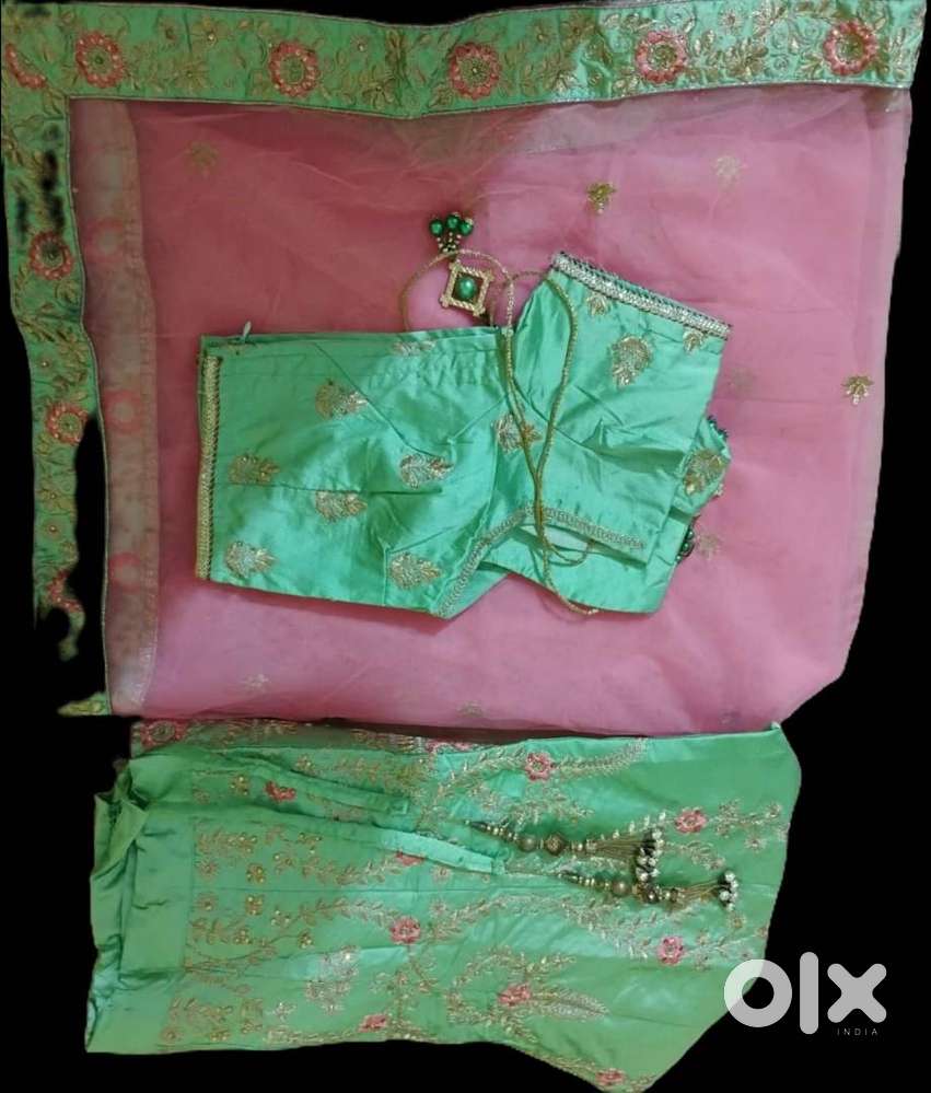 Lacha Dress with Set and Green Color Lacha (Medium Size) - New Set ...