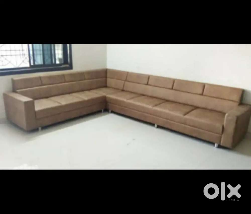 Stylish 8 Seater Corner Set Sofa with Comfort Pattern & Square Handle ...