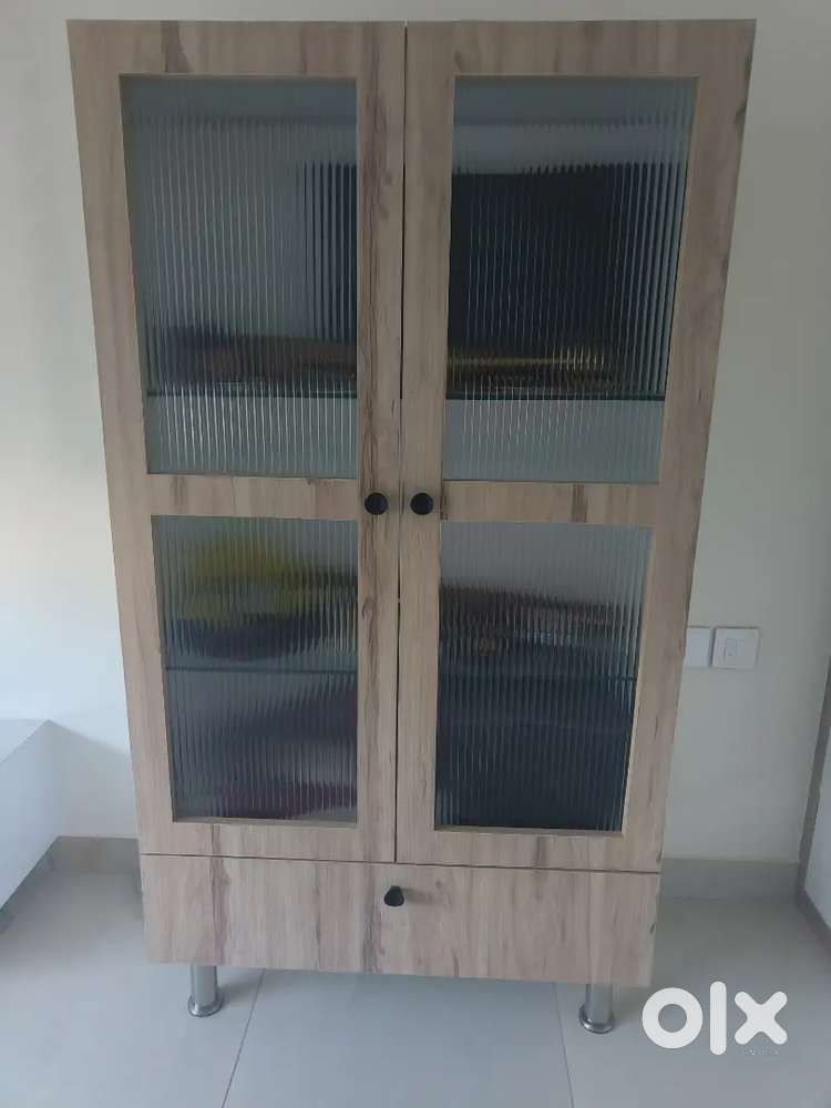 Wooden glass Almirah with light - Beds & Wardrobes - 1794201908