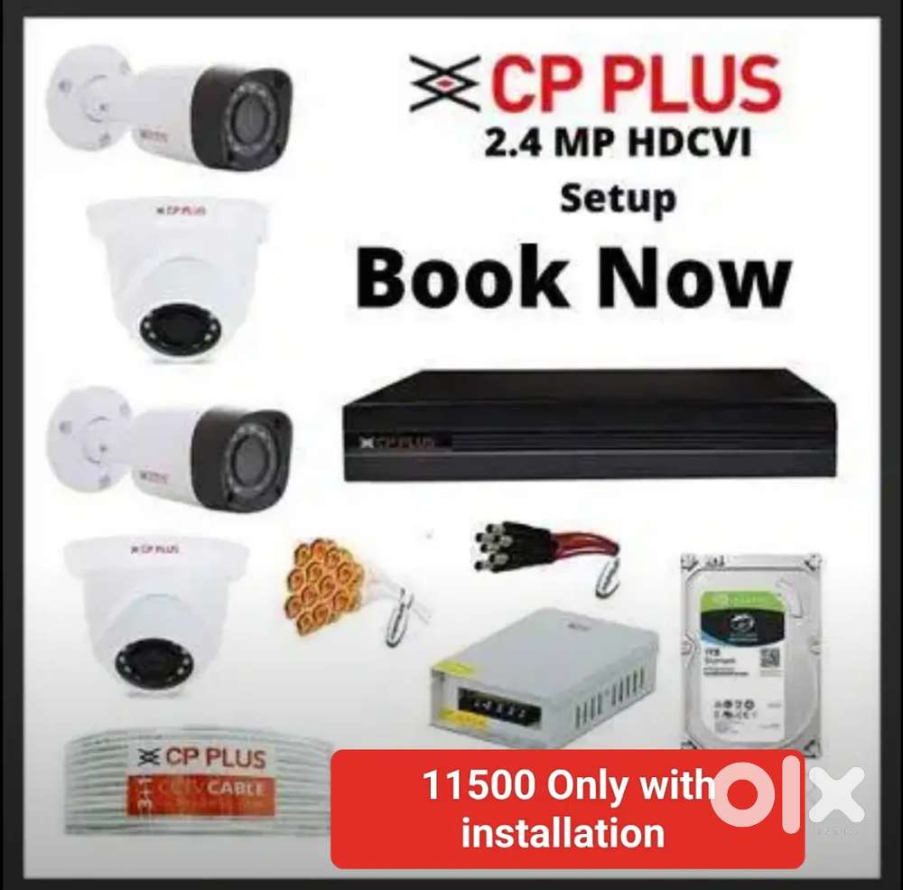 CCTV CAMERA CP PLUS/HIKVISION 2.4 mp hd day vision complete setup 4ch ...