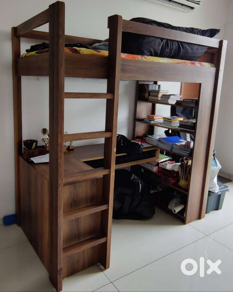 Bunk bed with study table, cabinets and shelves (custom made) - Kids ...