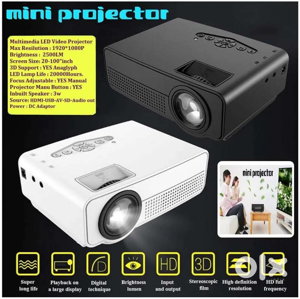 Latest Mini Portable 3D ANAGLYPH LED HD PROJECTOR 100inch SCREEN size ...