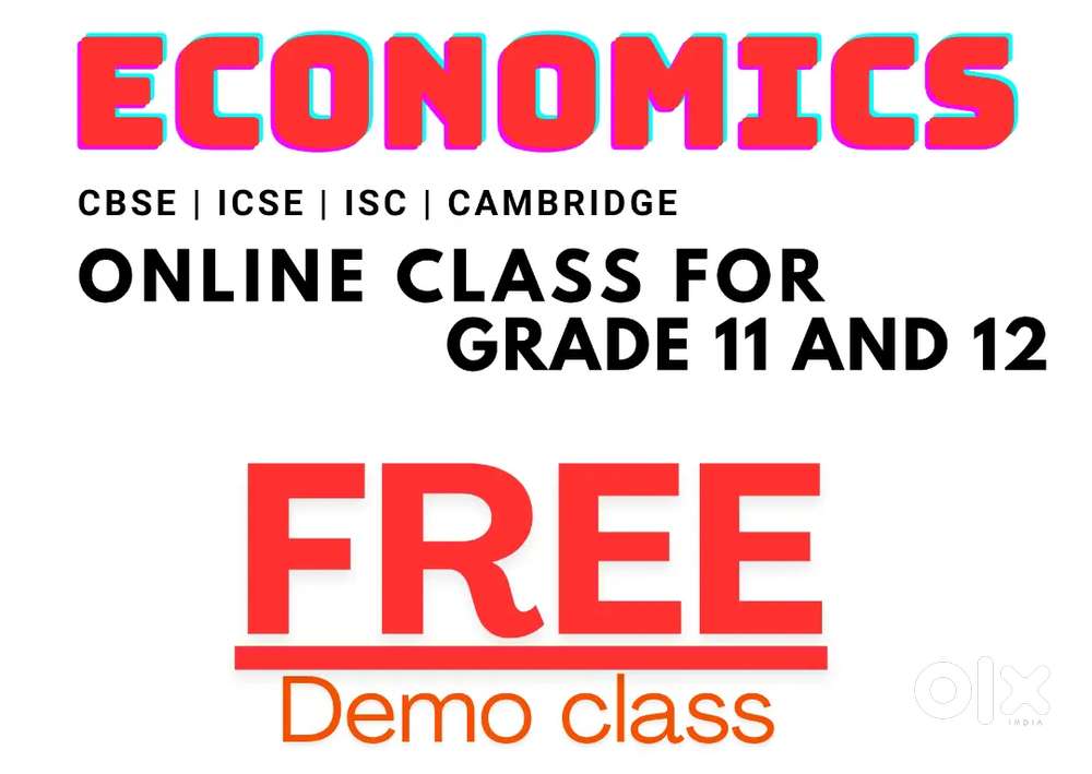 ECONOMICS ONLINE CLASS FOR CLASS 11 AND 12 FREE DEMO CLASS - Education & Classes - 1812573885