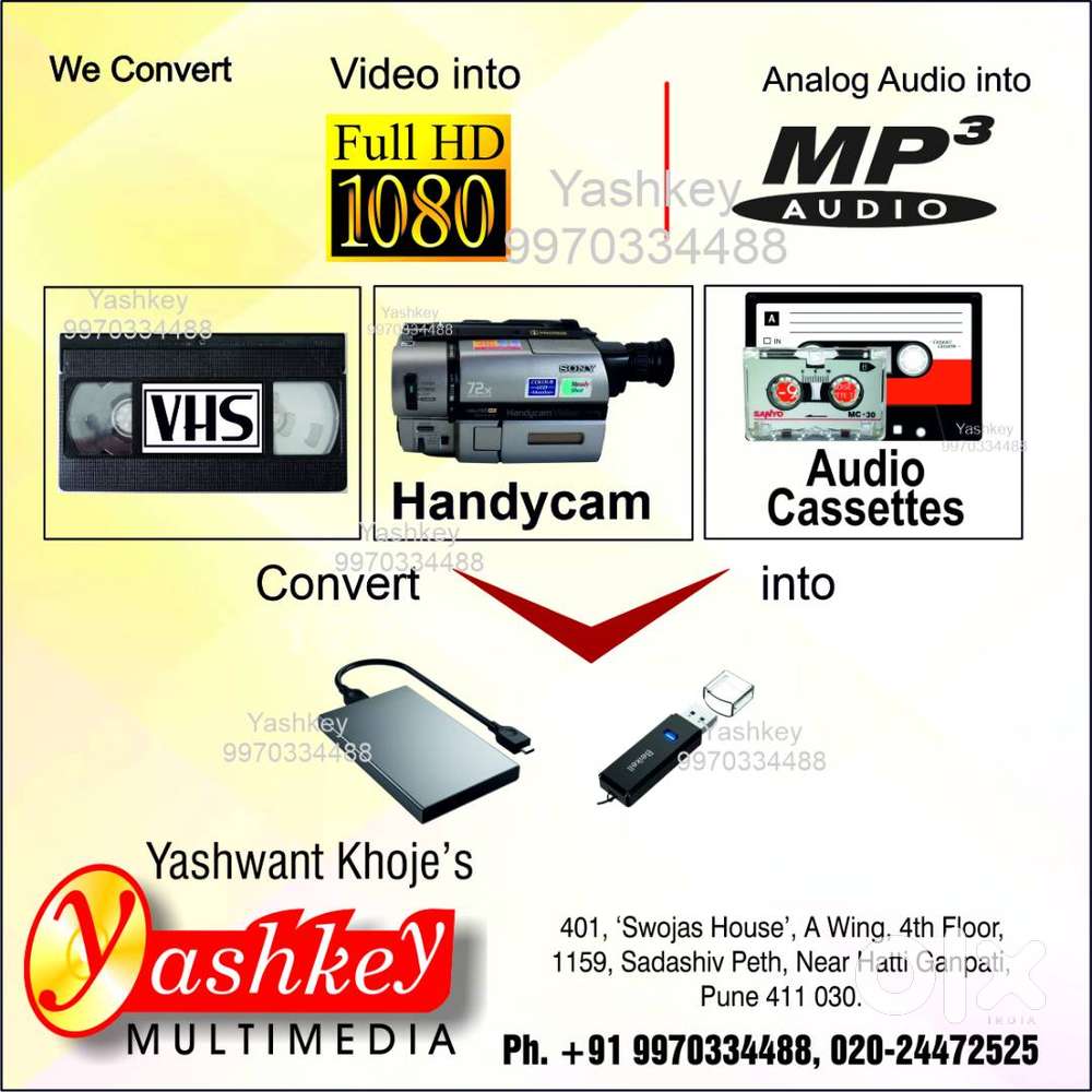VHS, NTSC/PAL Hi8, DV, VCR Spool Tape Audio to PenDrive, Negative Scan ...