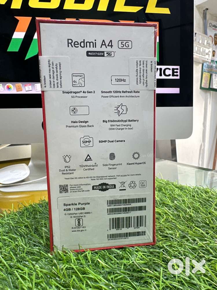 REDMI A4 5G 4GB 128gb sparkle purple sealed pack one year warranty ...