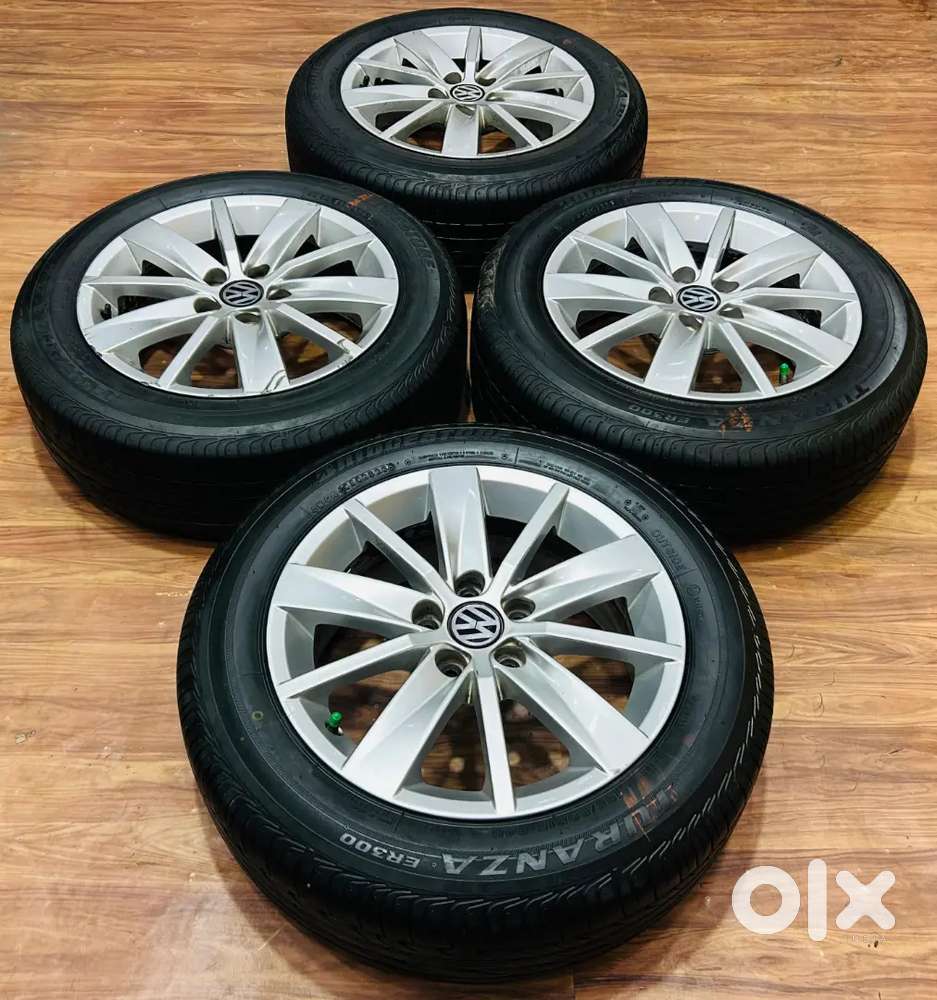 15 inch polo vento ameo oe wheels with Bridgestone tyres Set of 4 avlb ...
