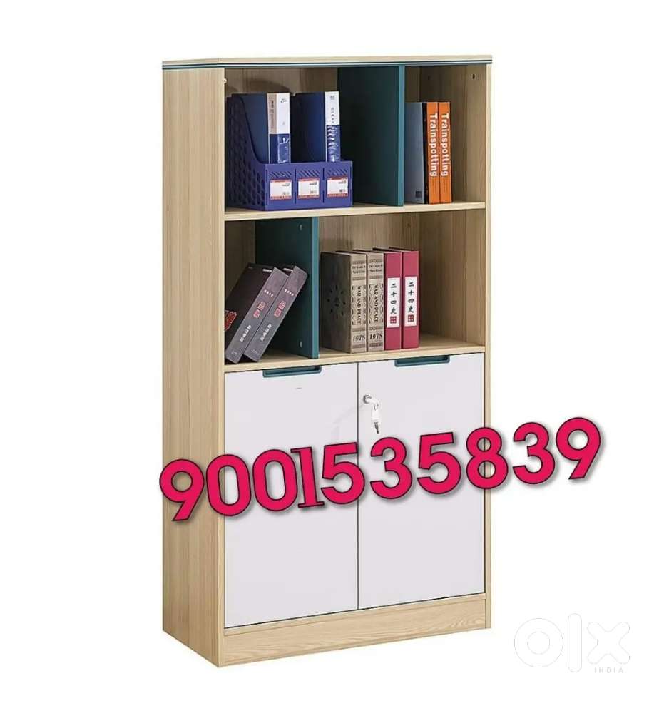 New wooden self with cabinet book rack multipurpose rack office almari ...