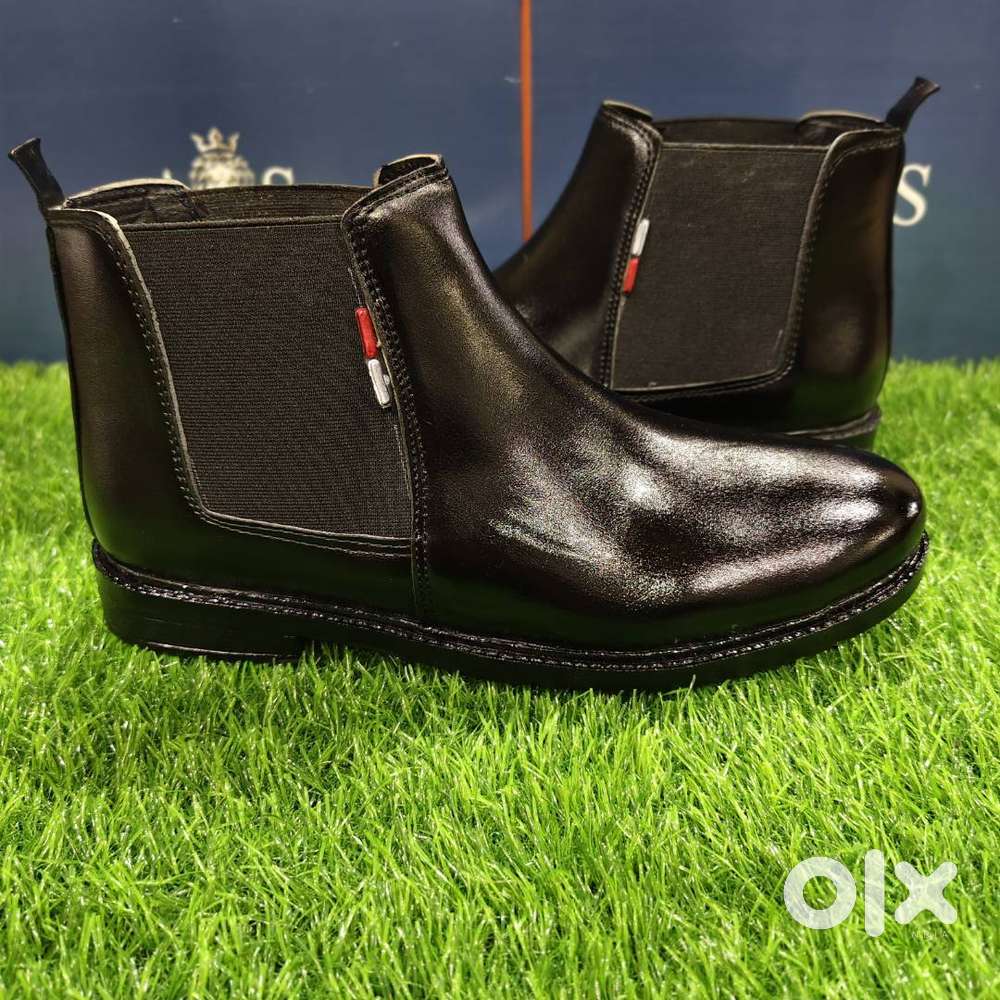 RacksterX Jet Black Mid Top Slip On Chelsea Boot - Men - 1820000886