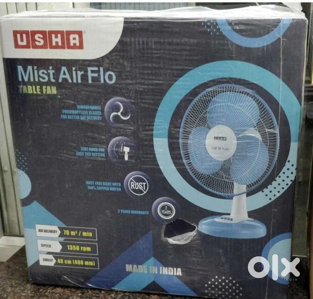 USHA USHA MIST AIR FLO 400 3 Blade Table Fan (Ultra High Speed | RED ...