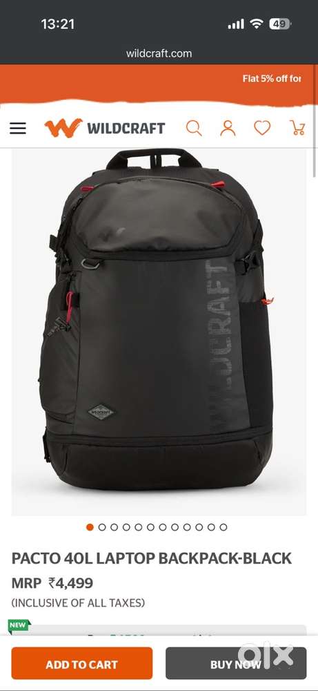 Wildcraft bag - PACTO 40L LAPTOP BACKPACK-BLACK - Men - 1828201101