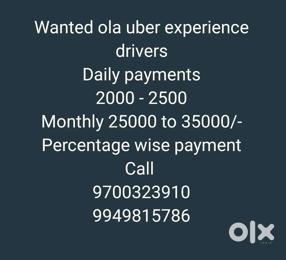 Wanted Ola Uber Driver in India, Free classifieds in India | OLX