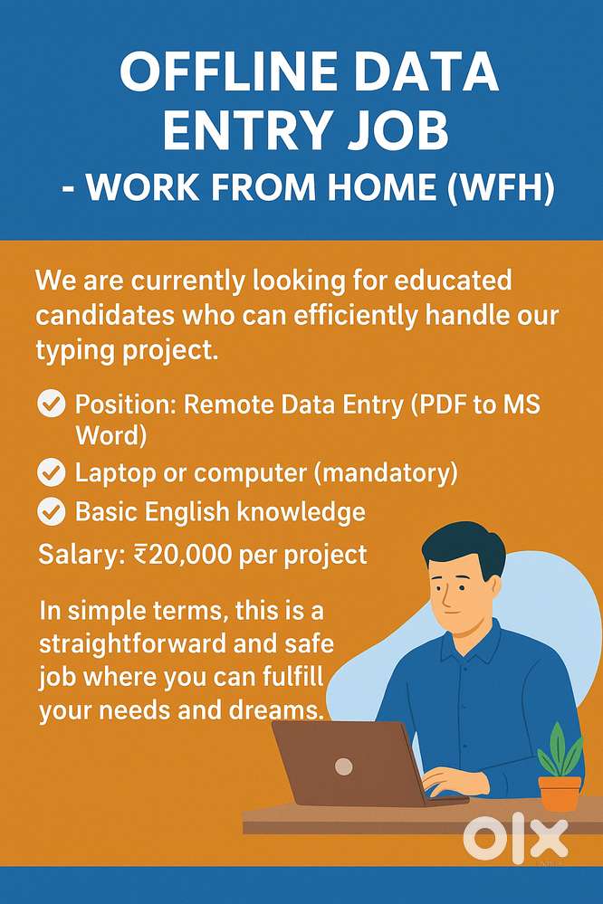 WFH - Remote Job We are currently hiring for Data Entry / Typing Work - Data entry & Back office ...