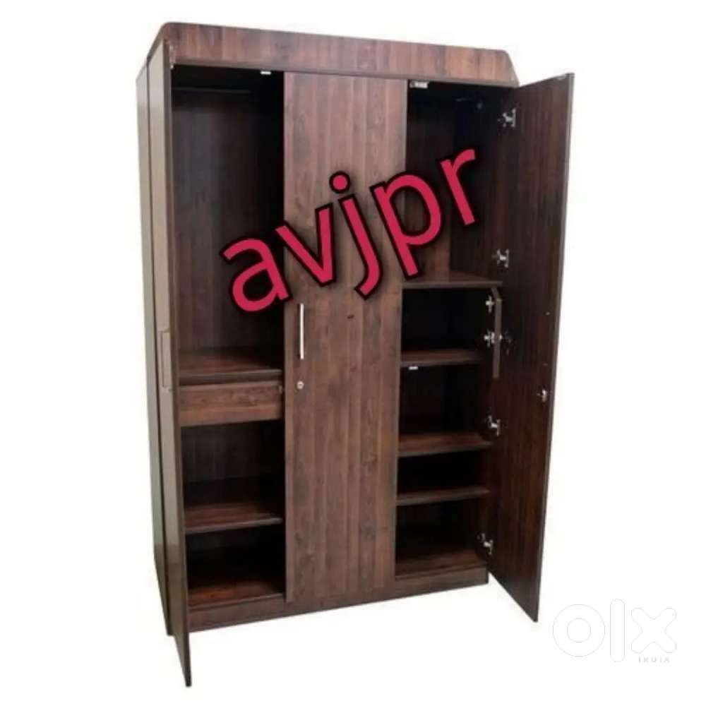 New wooden almirah with three doors triple door almari cupboard wardro ...