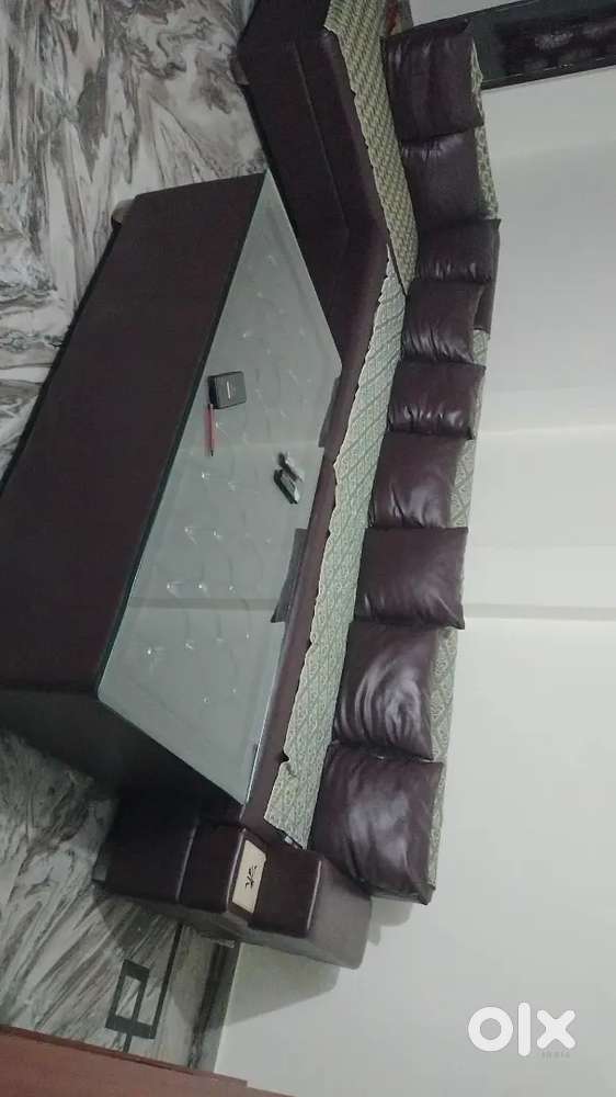 9 seater rexine sofa with central table - Sofa & Dining - 1765943974