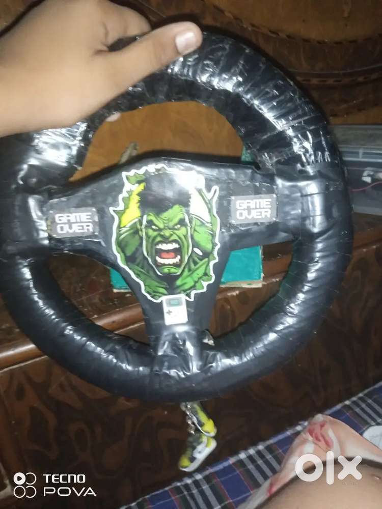 This is handmade gaming steering wheel attach with mobile play games ...
