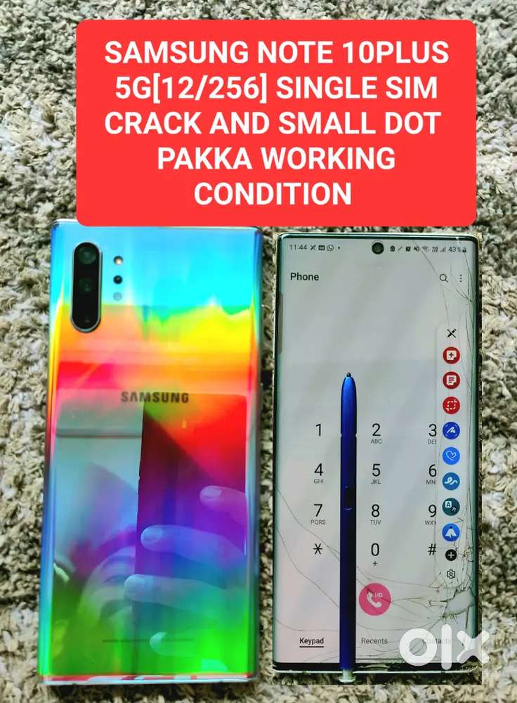 SAMSUNG NOTE10 PLUS 5G ABROAD SINGLE SIM GLASS CRACK A SMALL BLACK DOT ...