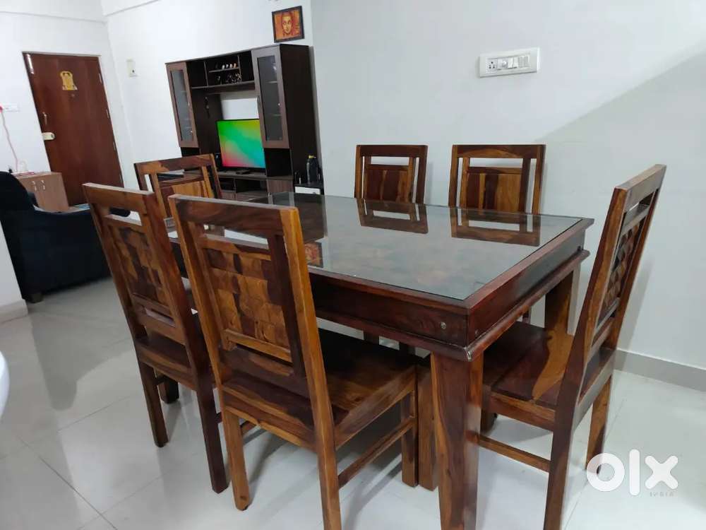 Move out sale 6 seater dining table + TV unit + God unit +Study Table ...